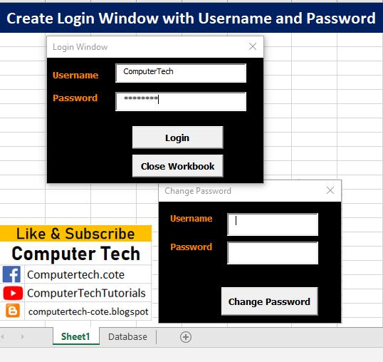 Create Login Window with Username and Password In Excel