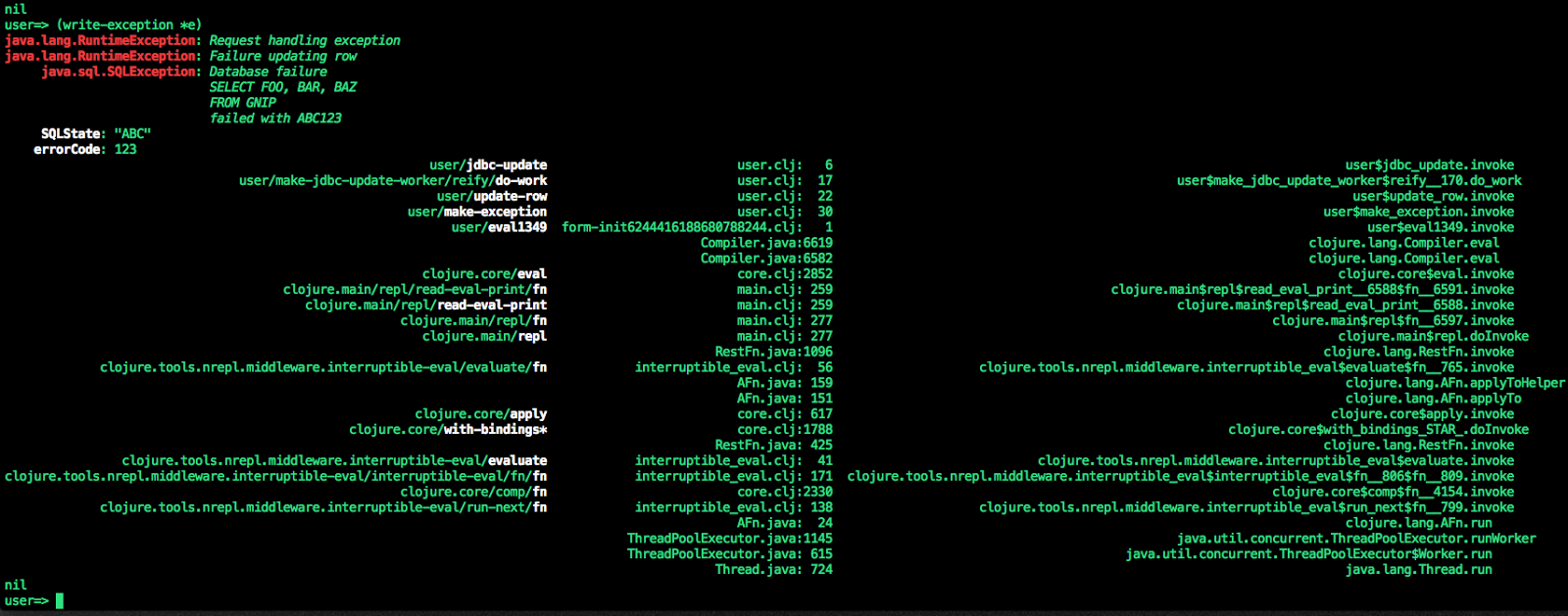 Tapestry Central: Improving Clojure Feedback : Stack Traces Tapestry Central: Improving Clojure Feedback : Stack Traces