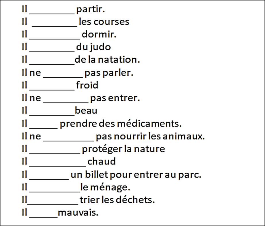 Bien sûr!: IL FAIT /IL FAUT