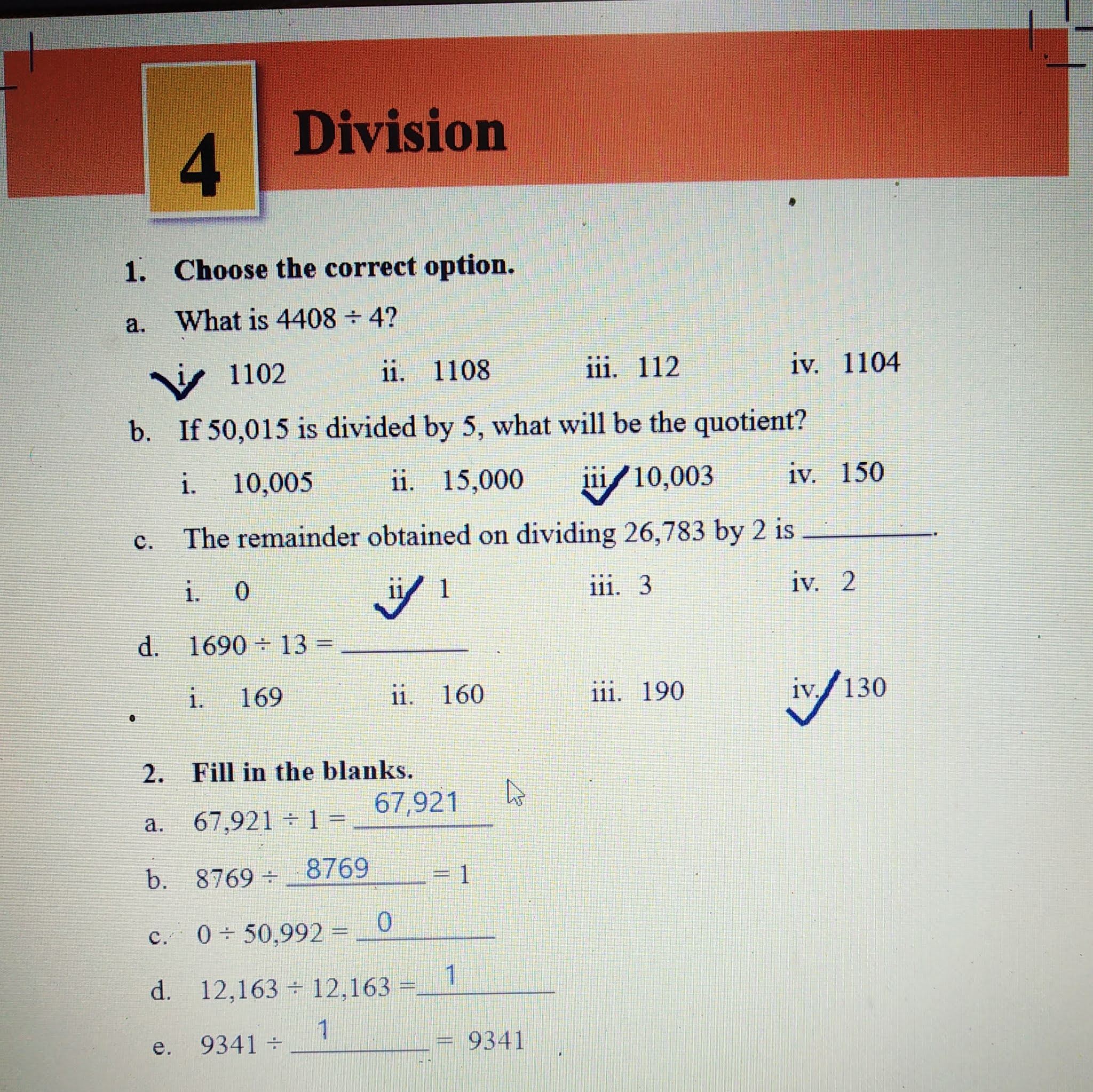 PIS BARODA STD-4: Mental Math- Multiplication and Division