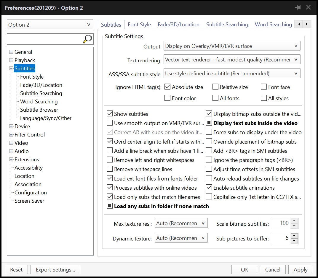 Potplayer Subtitle Settings Guide