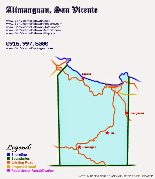 San Vicente Palawan Map: Alimanguan San Vicente Palawan Map