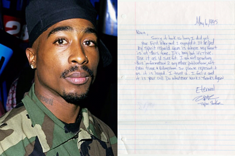 Tupac's handwritten letter sent from Prison sold for $172k