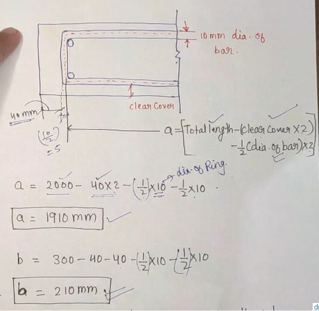 How to calculate Cutting Length of Rectangular Stirrups for BBS
