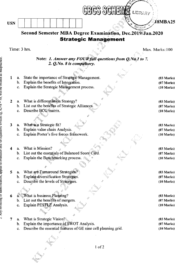 Visvesvaraya Technological University MBA (CBCS) Second Semester ...