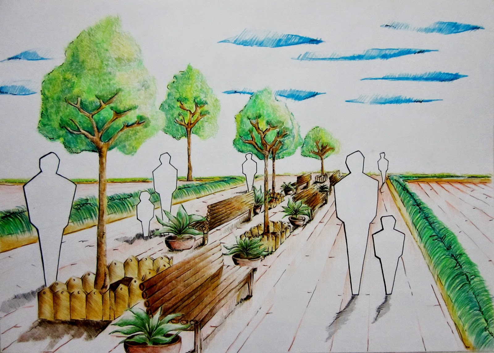 STEPHANIE CHIA - CMG: ONE POINT PERSPECTIVE COLOUR DRAWINGS