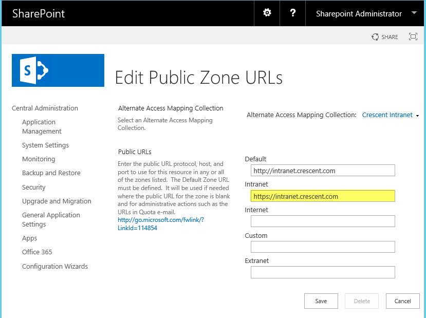 How to Change a SharePoint Web Application from HTTP to HTTPS ...