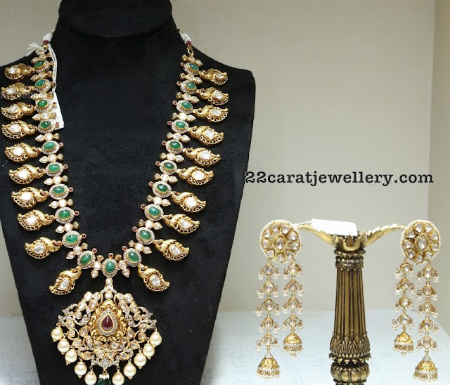 Mango Long Chain with Polki Hangings - Jewellery Designs
