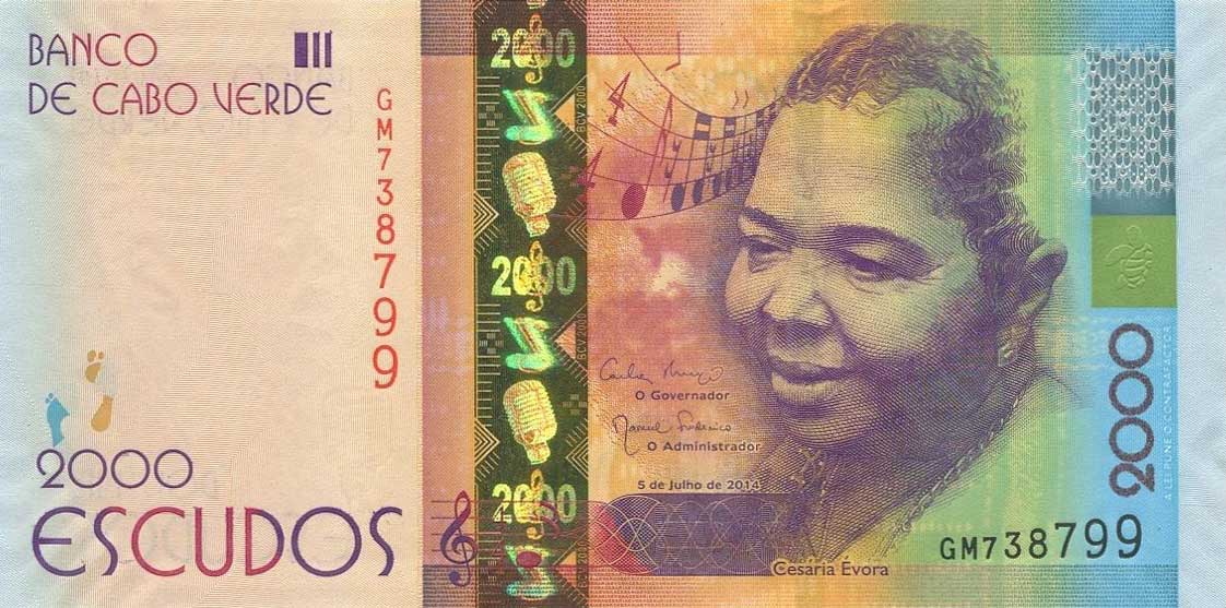 Cape Verde 2000 Escudos banknote 2014 Cesaria Evora|World Banknotes ...
