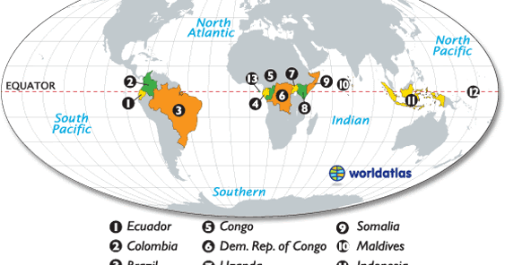 Tropic of Cancer, Tropic of Capricorn and Equator passes through which ...