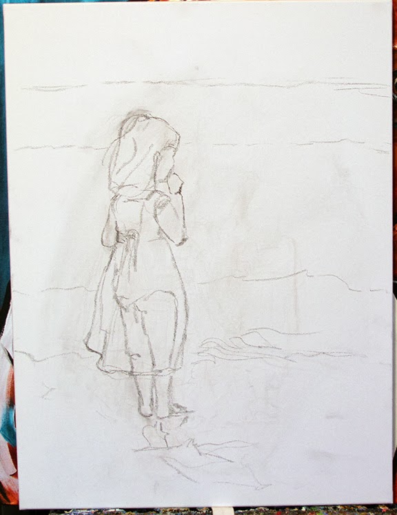 DAILY PAINTERS MARKETPLACE: Hesitation in progress, sketch on Canvas ...