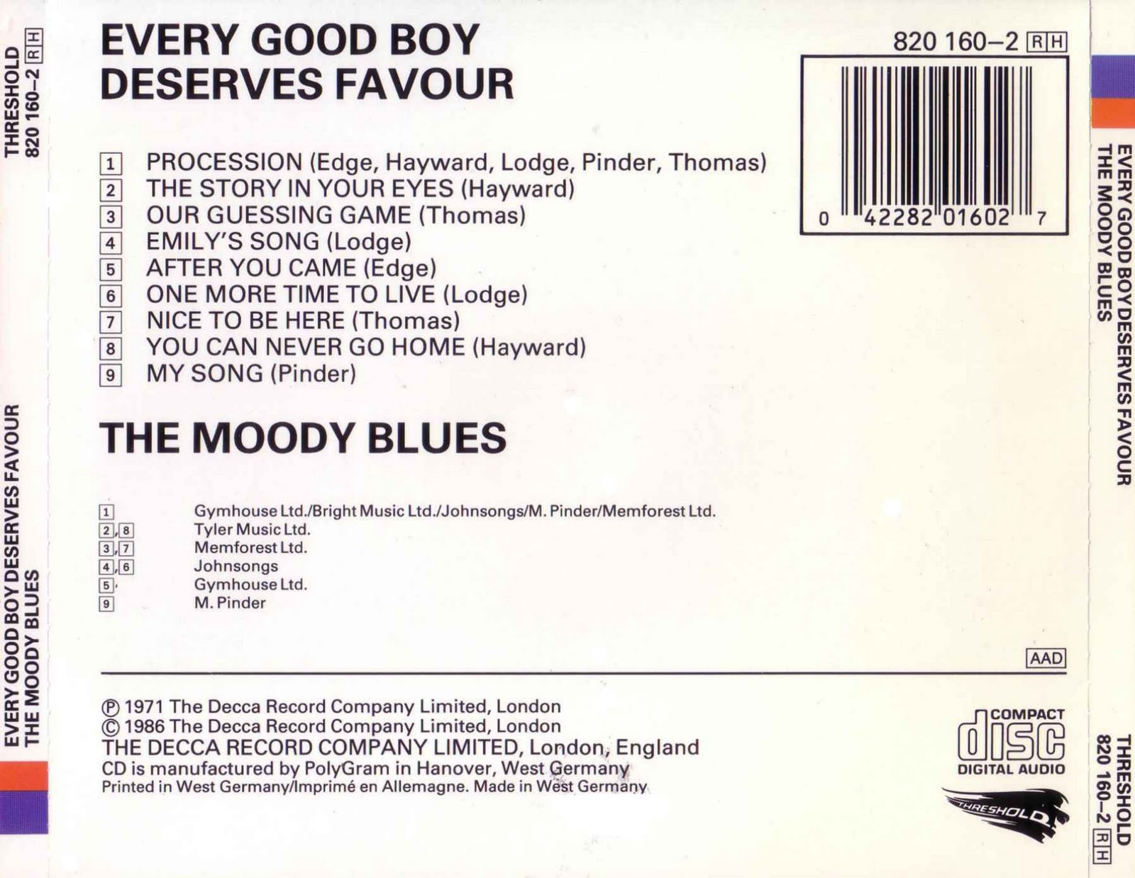 Classic Rock Covers Database: The Moody Blues - Every Good Boy Deserves ...