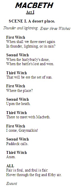 AD's English Literature : Critical Comments on the Opening Scene of William Shakespeare's “Macbeth”