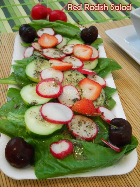 Red Radish Salad - Desi Mejwani