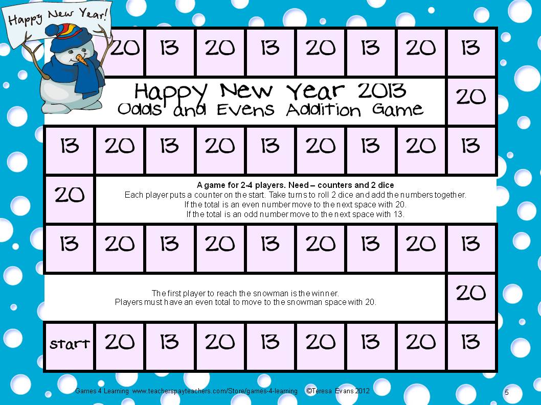 Fun Games 4 Learning: New Year Math Games Freebie