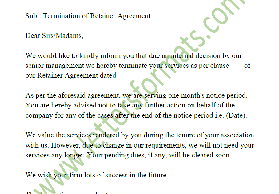 Sample Letter Of Termination Of Retainership Agreement sample-letter-of-termination-of-retainership-agreement