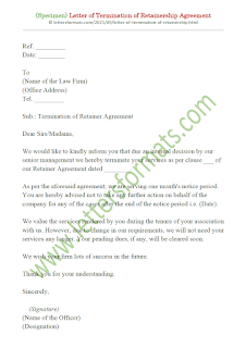 Sample Letter of Termination of Retainership Agreement
