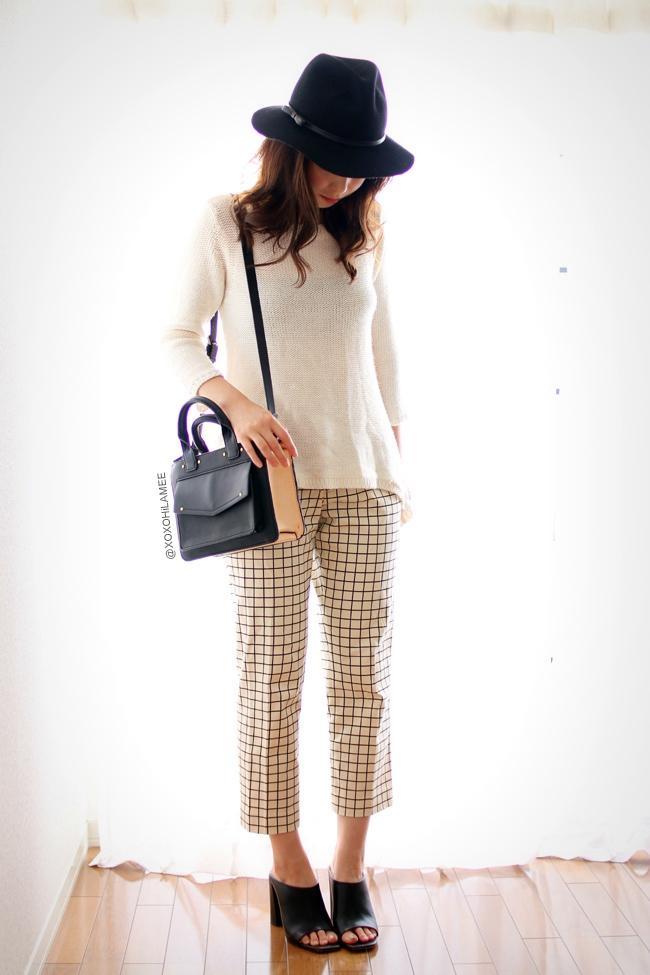 2015/05/09 OOTD : monochrome / GRAPH CHECK PANTS & KNIT TOP - Japanese ...