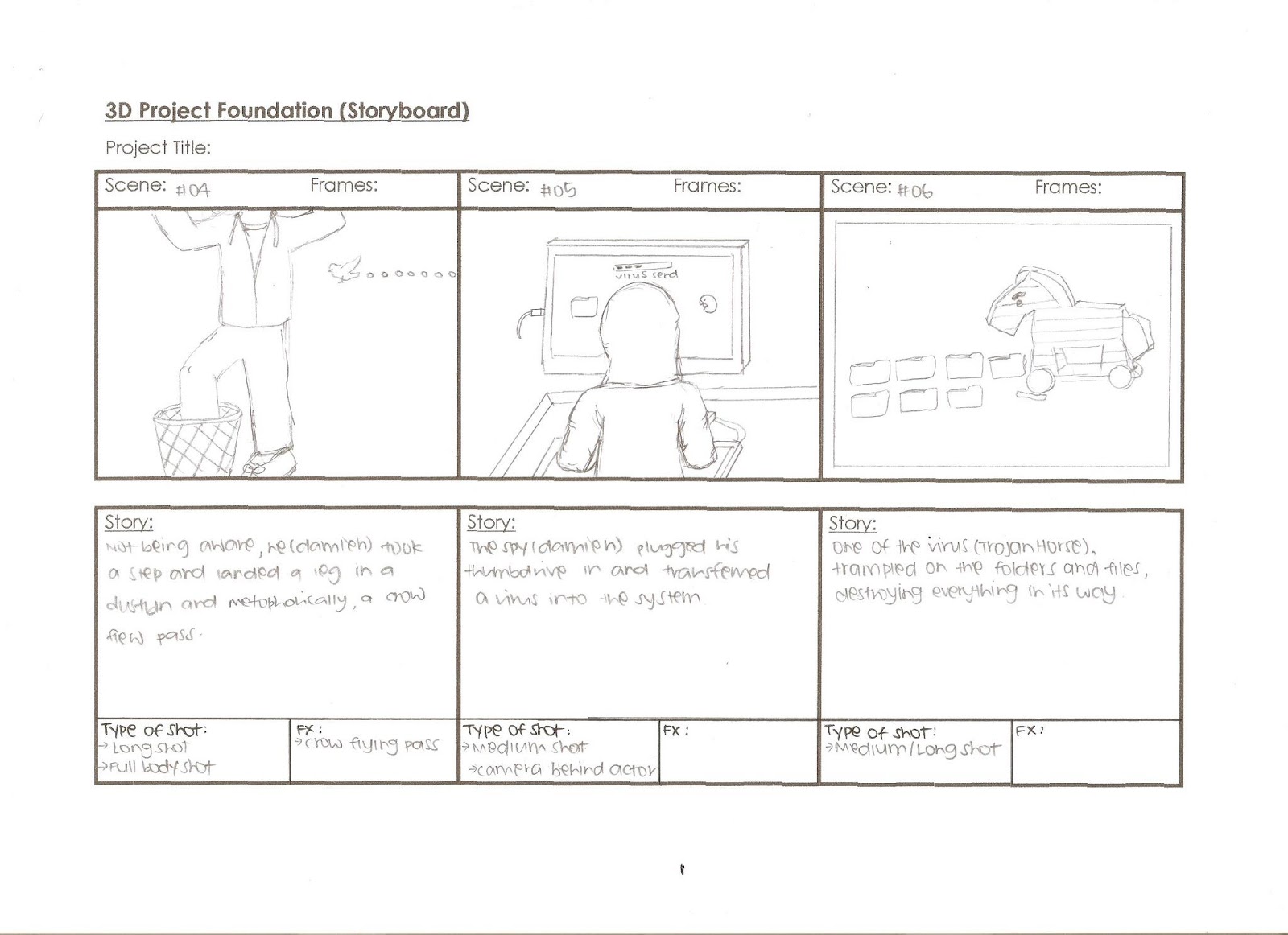 3D Production Foundation: 3DPF Project 1 - Storyboard and Storyline