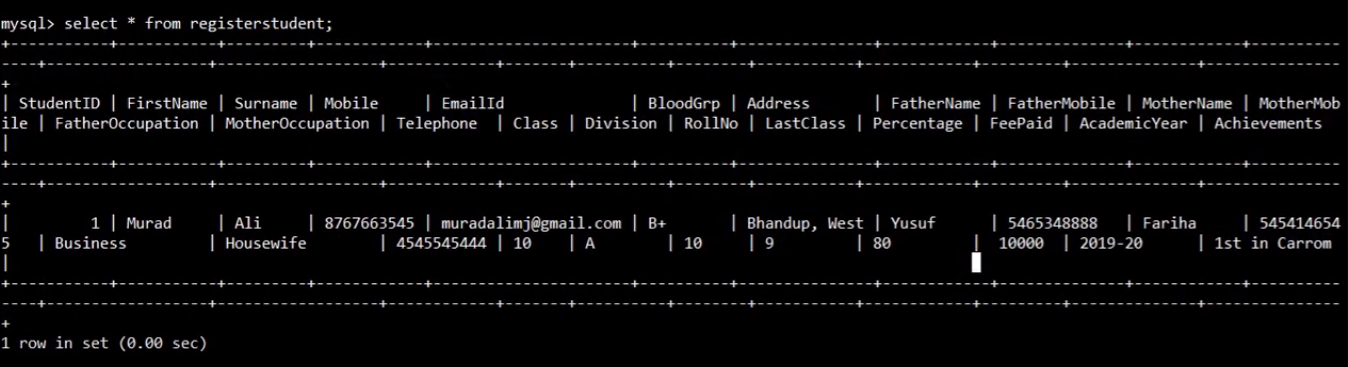 Student Management System Project using Java and MySQL