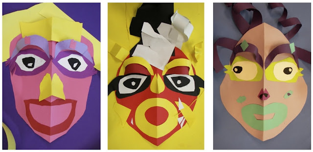 The Rolling Artroom: Crazy Paper Faces 1st-3rd Grade