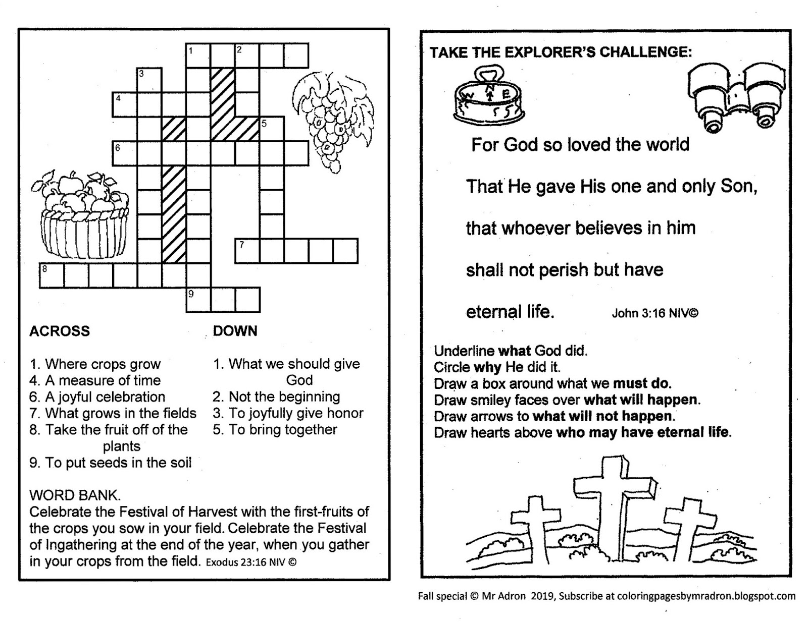 Coloring Pages for Kids by Mr. Adron: Enter His Gates With Thanksgiving ...