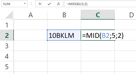 Rumus MID - SMP Excel