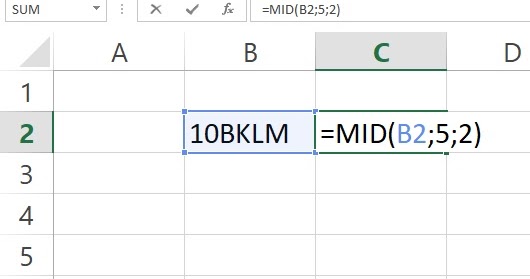 Rumus MID - SMP Excel