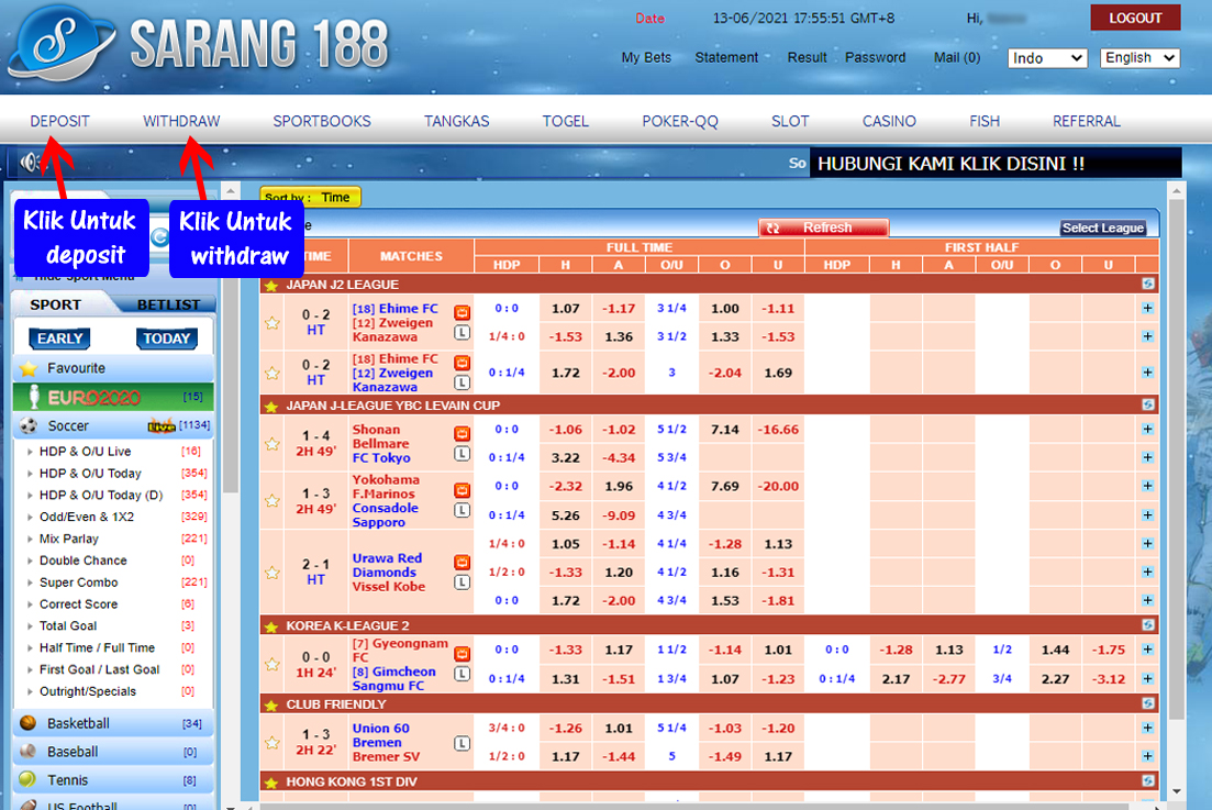 Cara Mengisi Form Deposit dan Withdraw Serta Pindah Saldo di Sarang188
