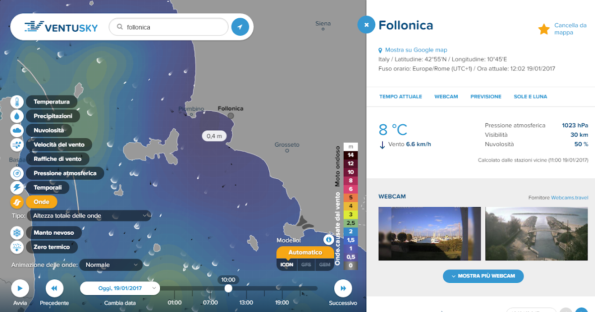 VENTUSKY, previsioni di vento e onde, nella minestra, in tempo reale ...