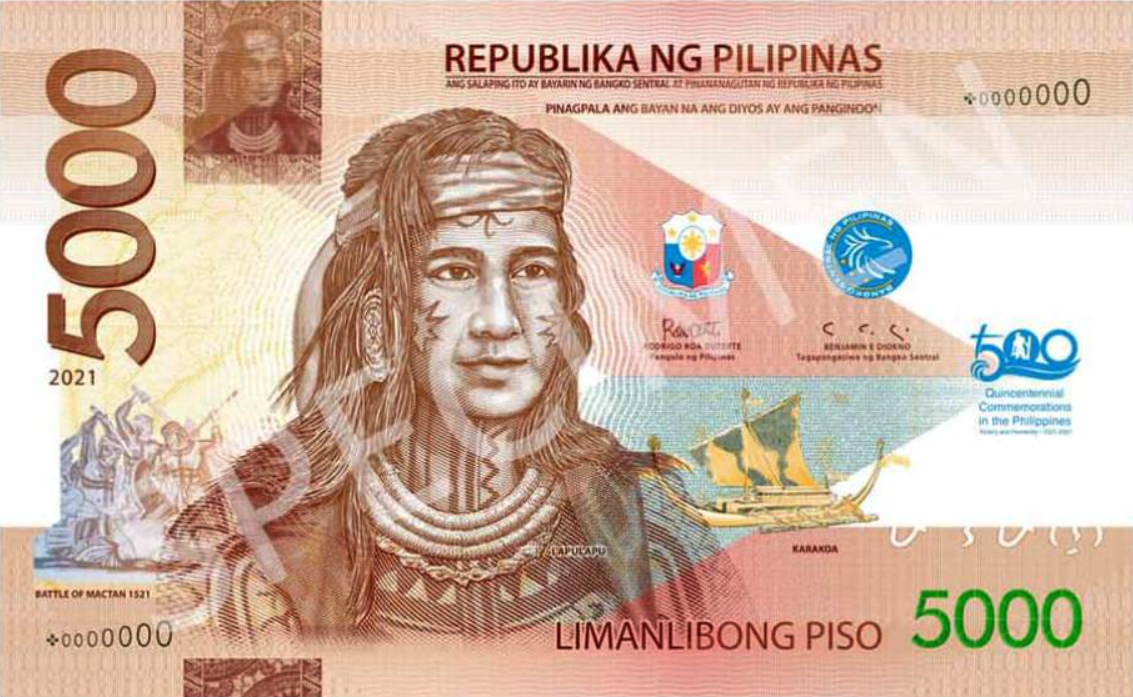 PHP 5000 Peso Bill Of The Philippines Features Lapu Lapu Mount Apo PHP 5000 Peso Bill Of The Philippines Features Lapu Lapu Mount Apo
