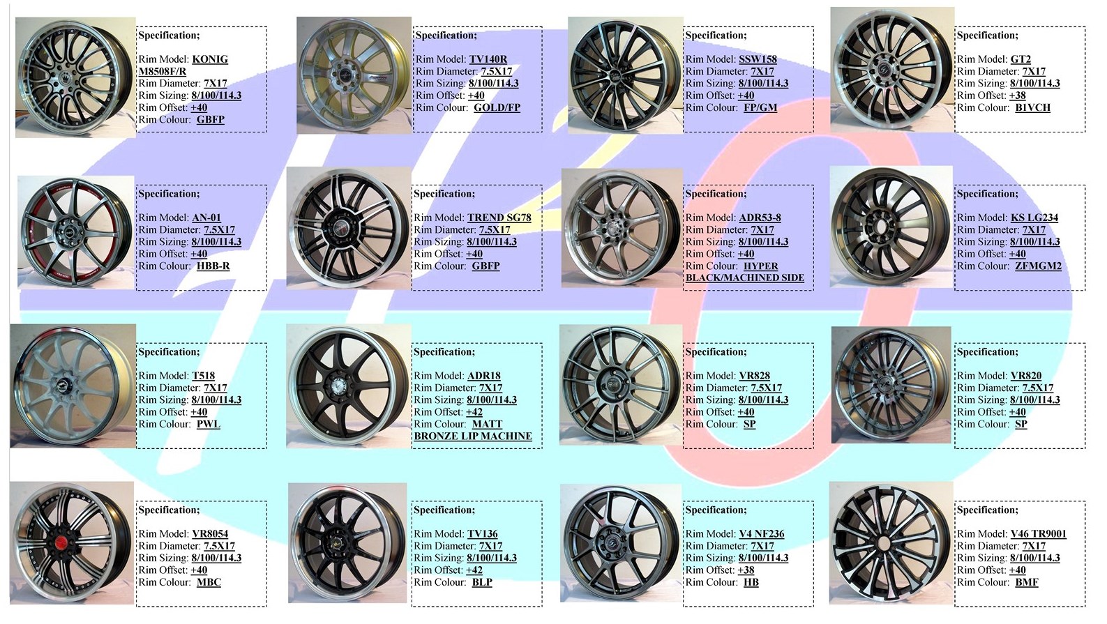 Tyre and Rims (H2O One Stop Sdn. Bhd.): 17 Inch Rims With Sizing ...