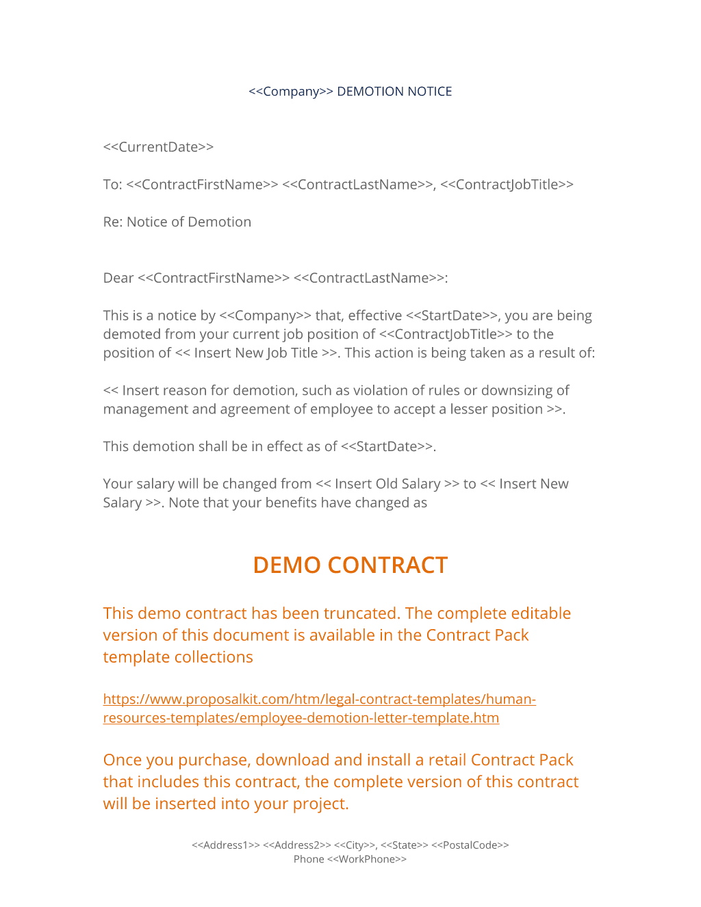 Demotion Letter Template ~ Resume Letter