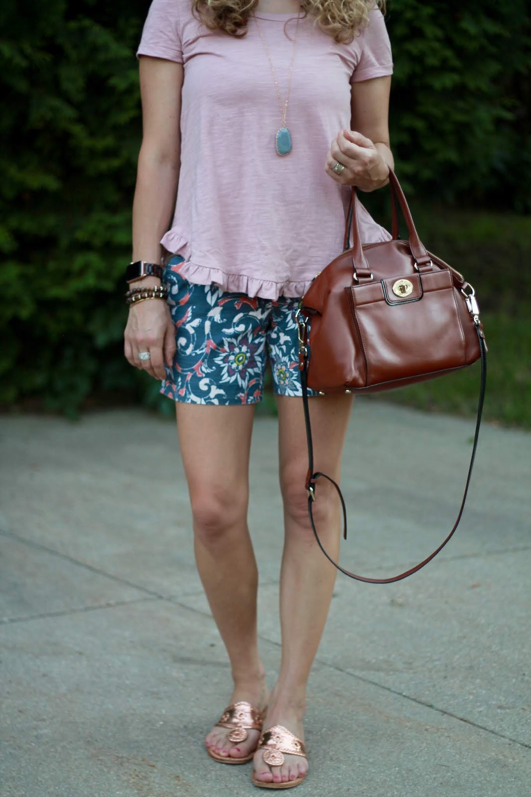 Pink Ruffle Hem Top & Floral Shorts - I do deClaire