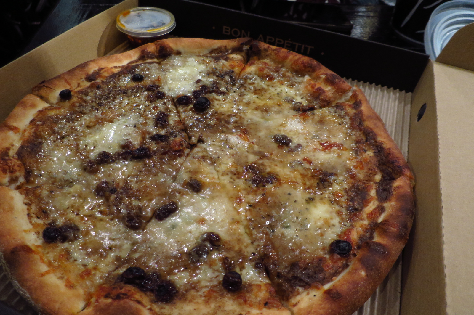 Small Potatoes Make The Steak Look Bigger: Four cheese porcini pizza ...