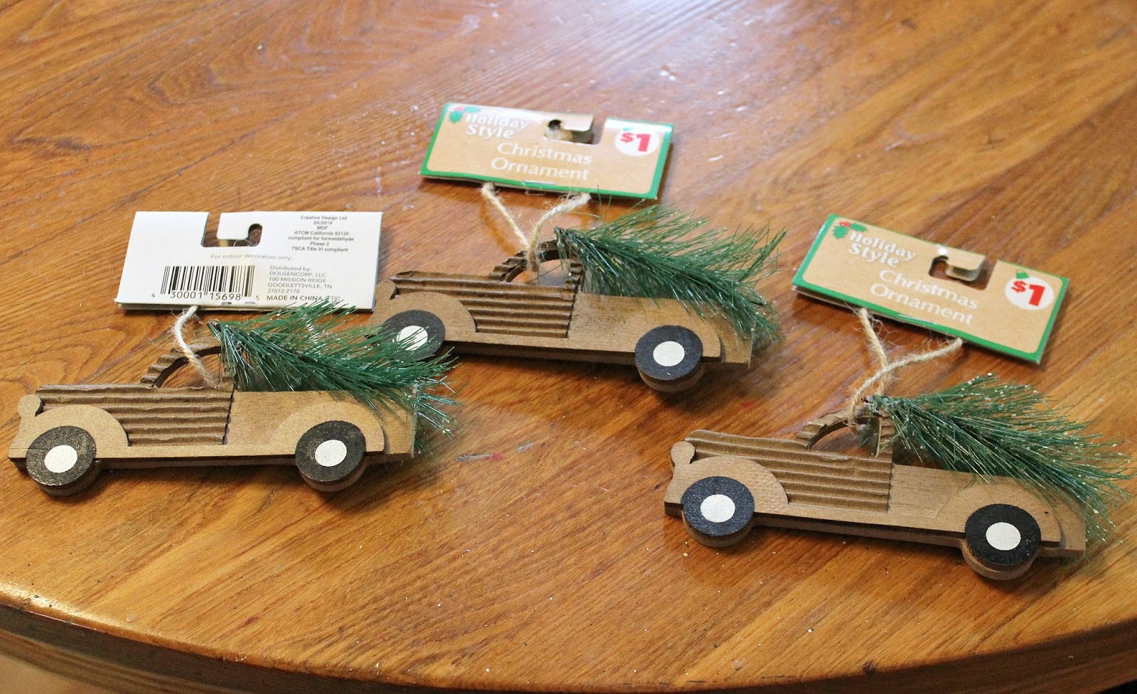 Semi-Homemade Christmas Tree Truck Ornaments - Organized Clutter