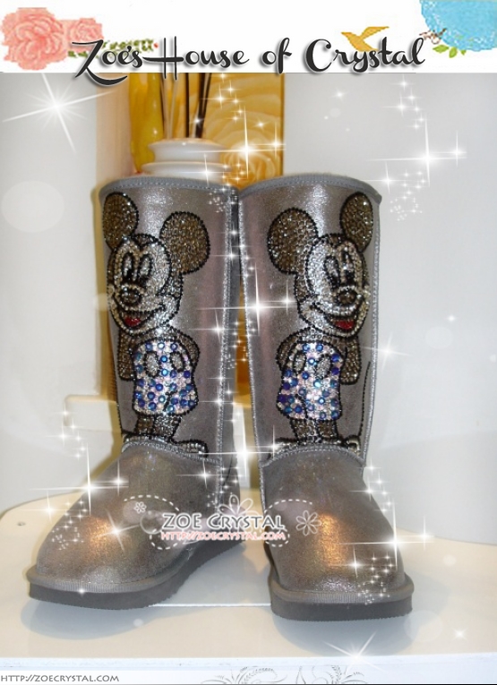 WINTER UGG Inspire Mickey Mouse Sheepskin Wool Boots with CRYSTALS ...