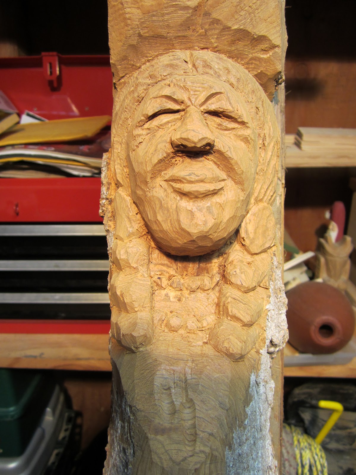 KEEP ON CARVING STUDIO : Carving the Native American in Cotton Wood Bark!