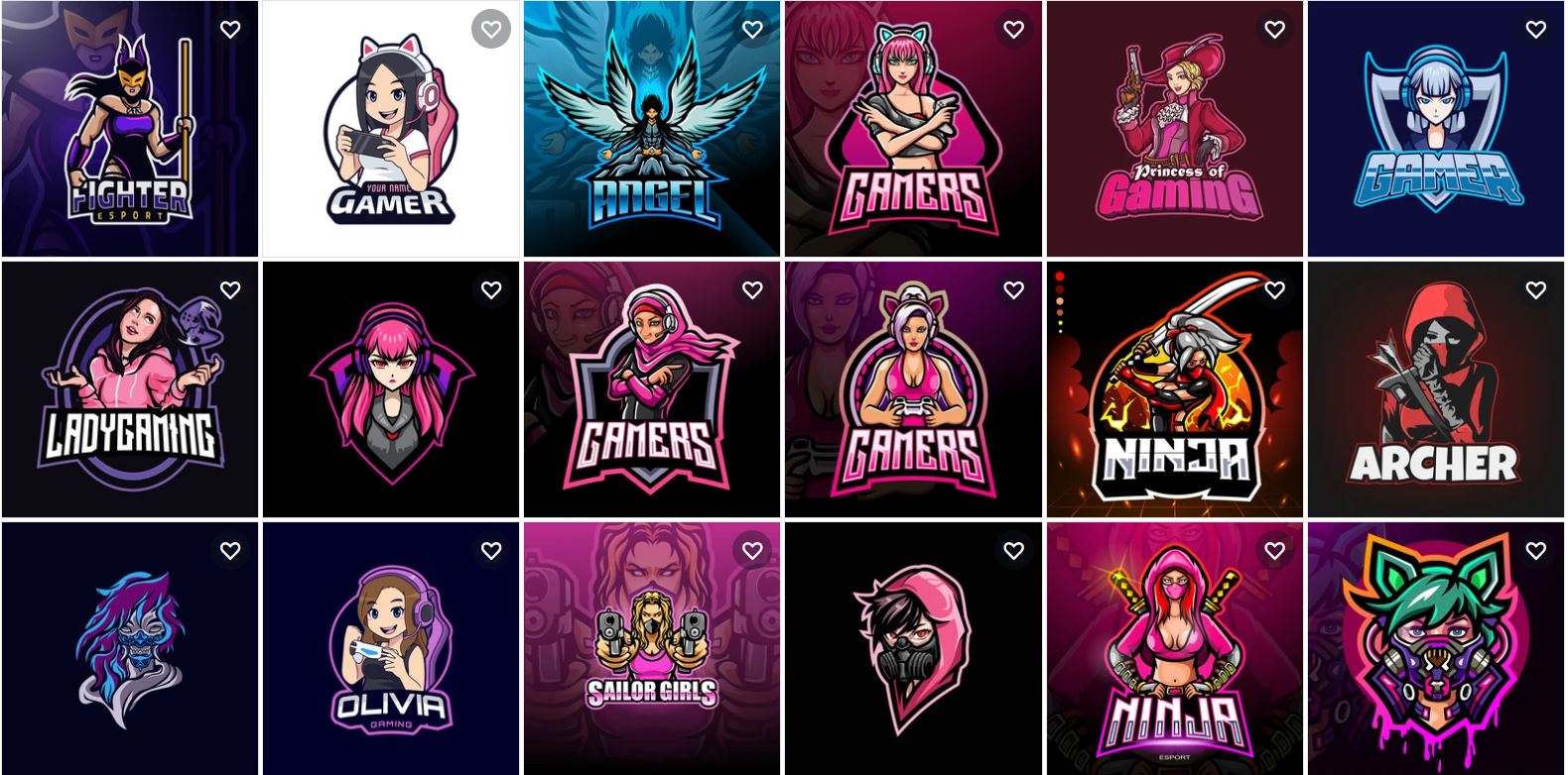 50+ Best Girl Mascot Logo Templates for eSports, Team and Clan | EPS, AI
