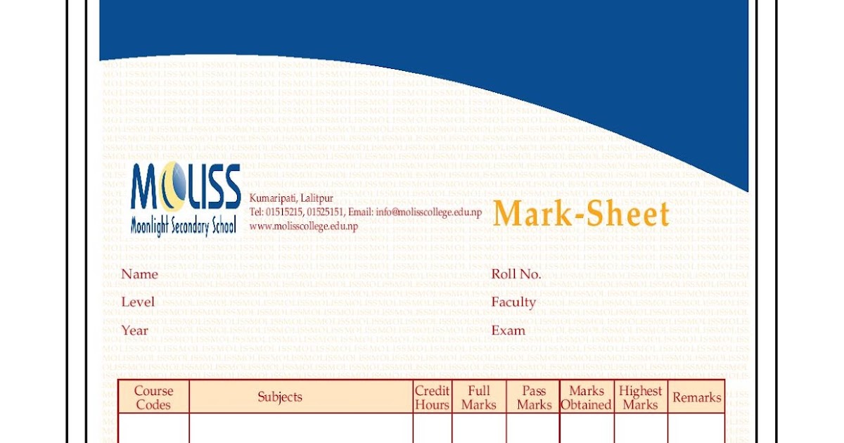 Mark sheet format for MS-WORD Lab Assignment