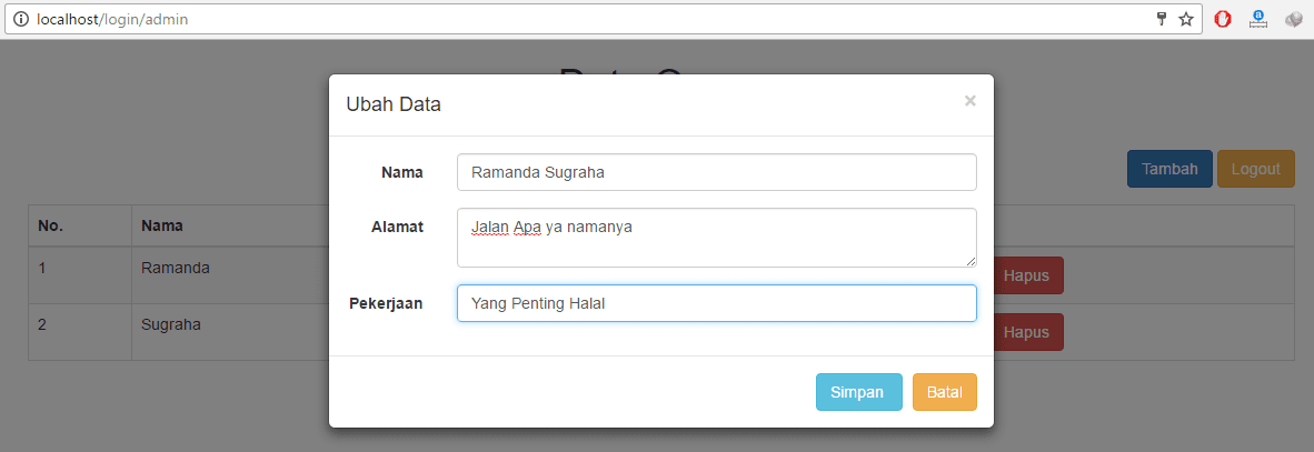 Cara Update Data Codeigniter Dengan Modal Bootstrap Sugrahaku