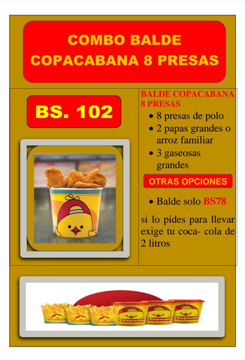 POLLOS COPACABANA : MENU -POLLOS