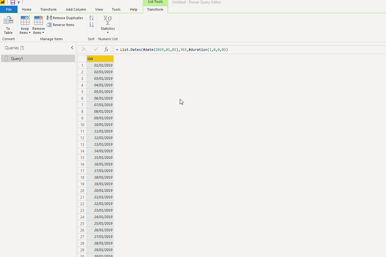 PowerBI Create a date table in Power Query (M)