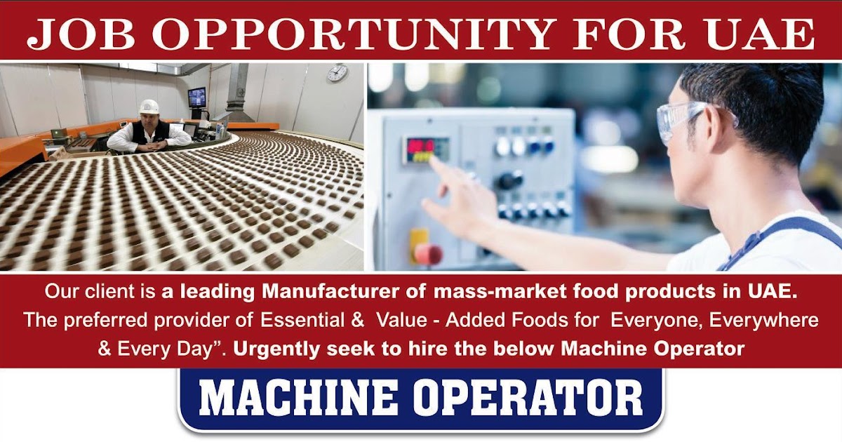 Machine Operator Job Opportunity For A Leading Manufacturer of Mass ...