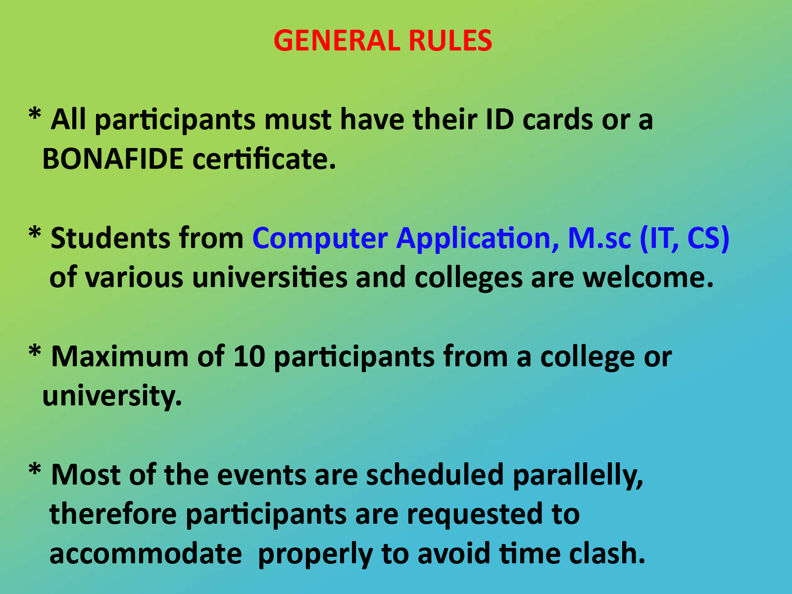 MCACME'12: General rules