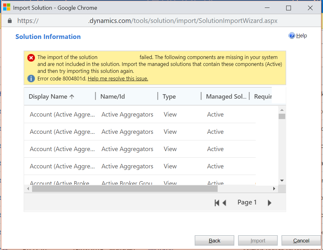 Missing Components Error While Importing Managed Solutions