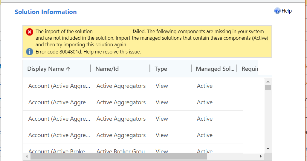 Missing Components Error while importing Managed Solutions