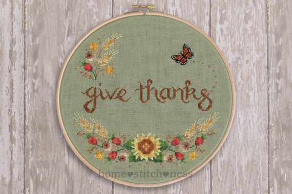 homestitchness: Give Thanks Cross Stitch Pattern