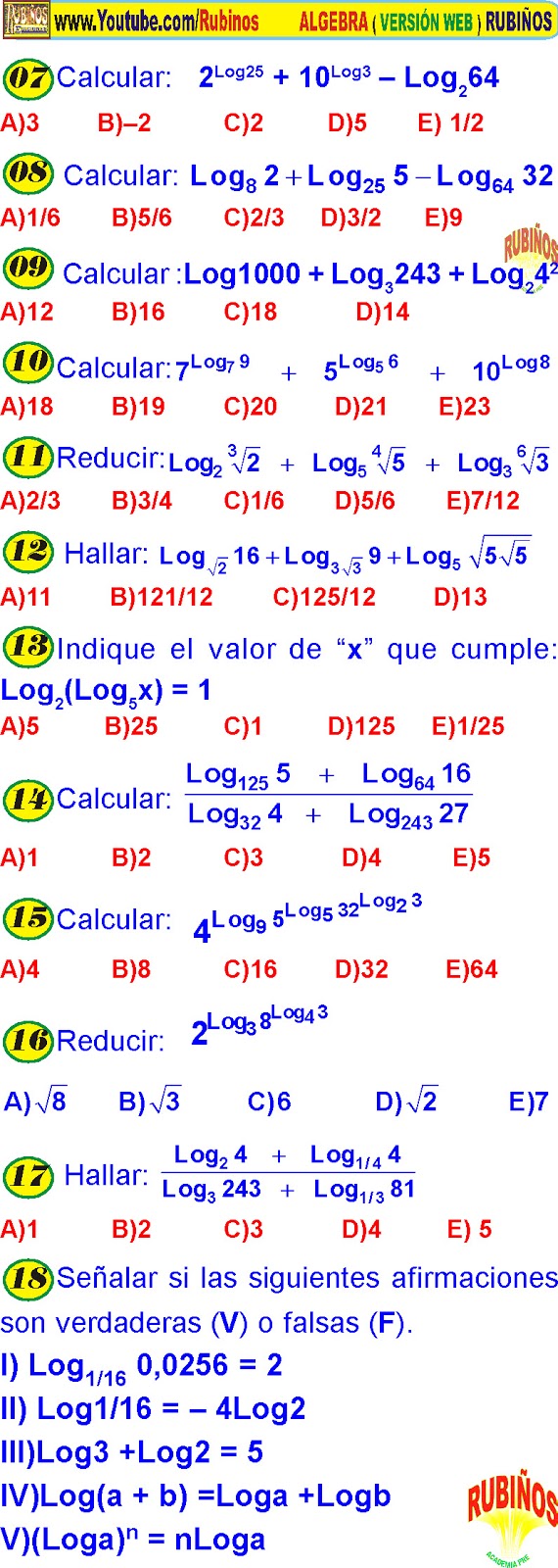 LOGARITMOS EJERCICIOS RESUELTOS PDF
