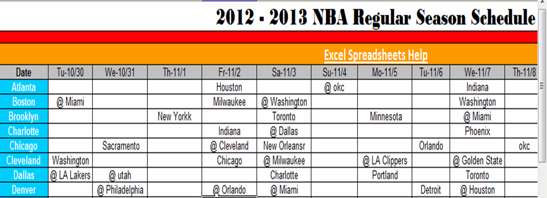 Excel Spreadsheets Help: October 2012